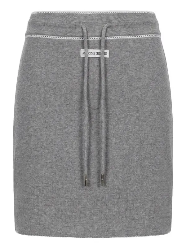 MARINE SERRE Mini Skirt With Drawstring Waist - Grey