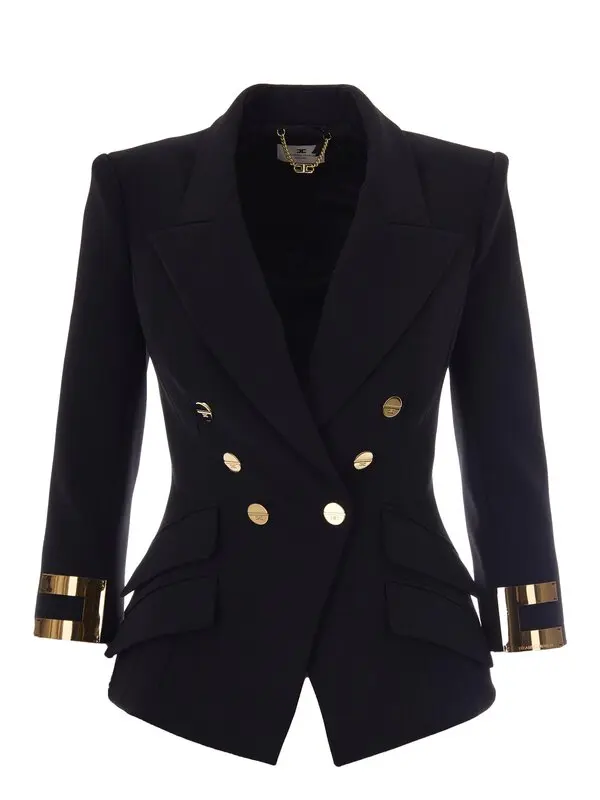 Elisabetta Franchi Tailored Double-breasted Blazer Jacket - Nero