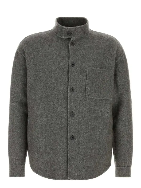 Giorgio Armani Silk & Cashmere Blend Overshirt - Grey