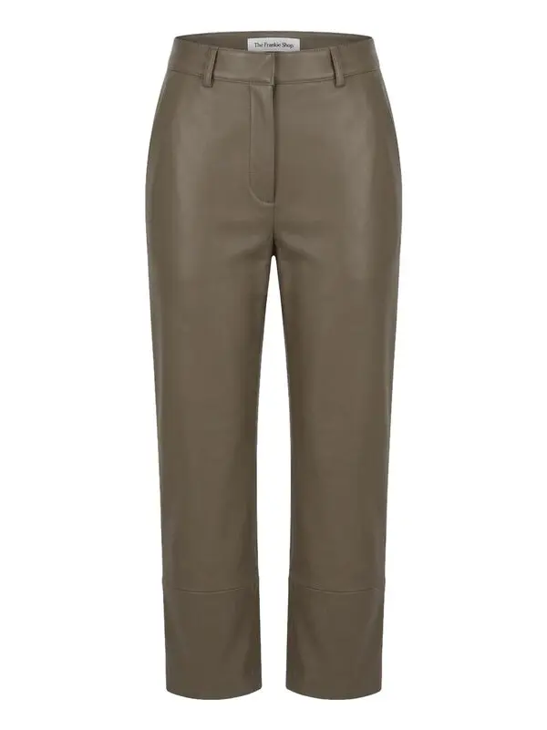 THE FRANKIE SHOP Luxe Leather Paint-splash Pants - Camel