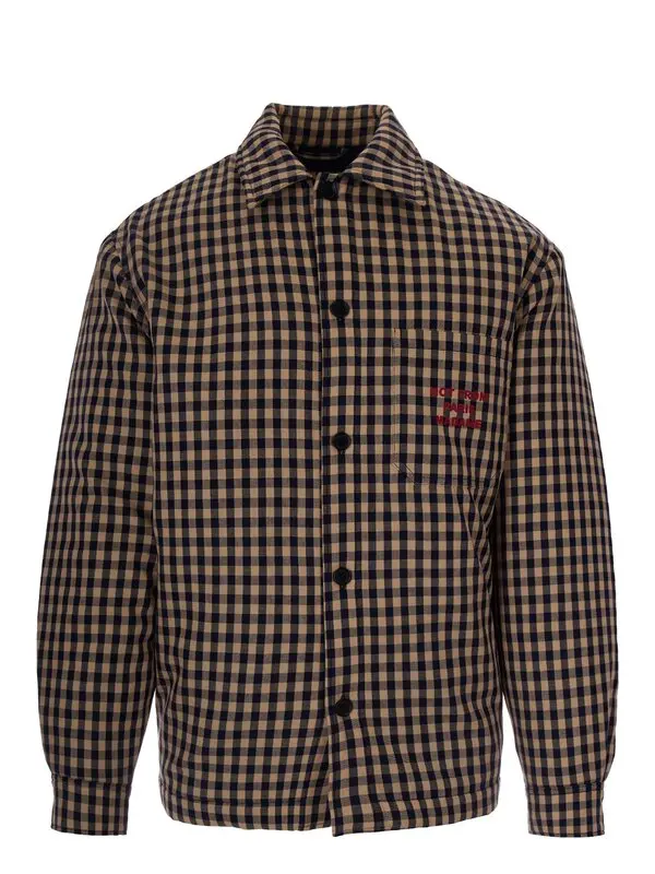 Drole De Monsieur Check Button-up Overshirt - Beige