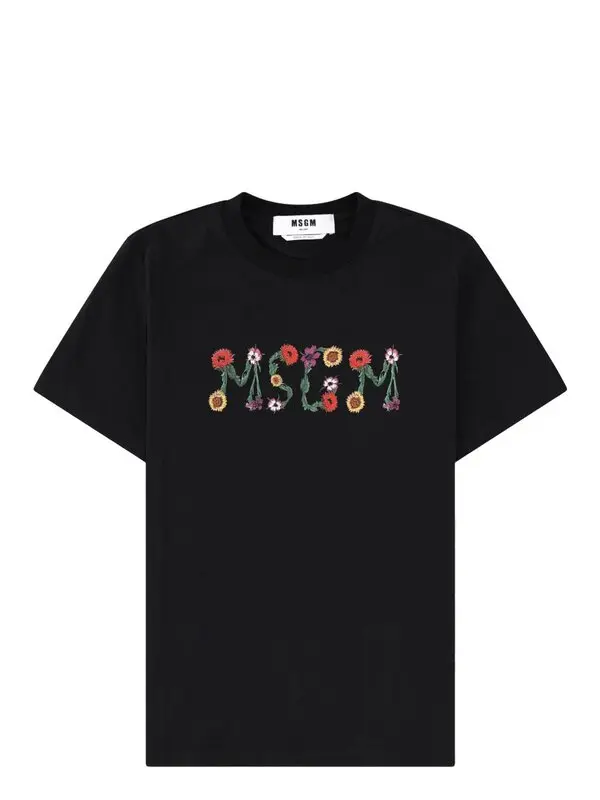 MSGM Floral Logo T-shirt - Black