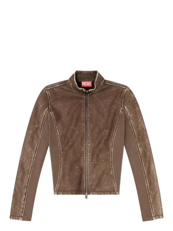 DIESEL® Zip-up Jacket With Polyurethane Outer - Chocolate