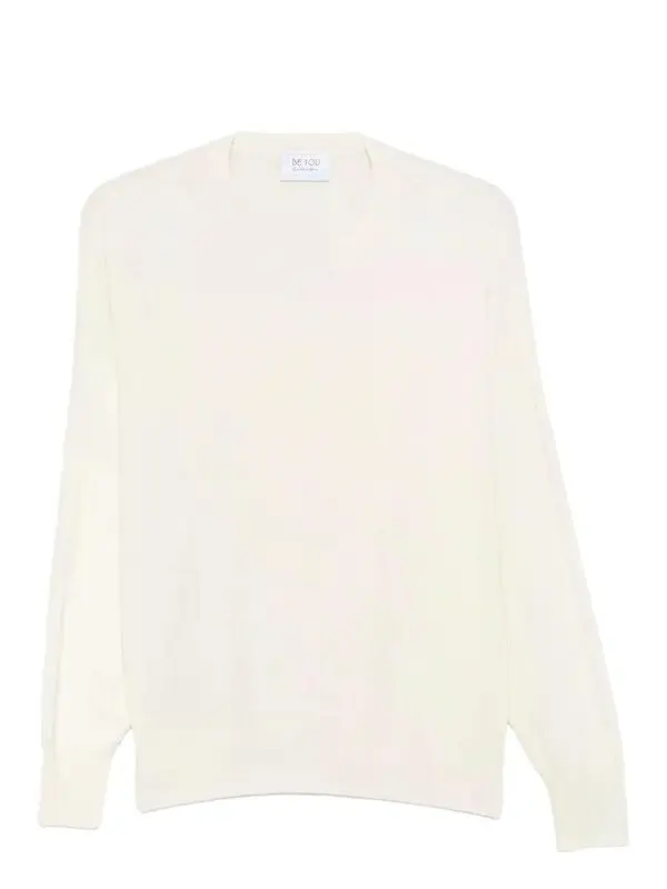BEYOU Ribbed-trim Sweater - Neutrals