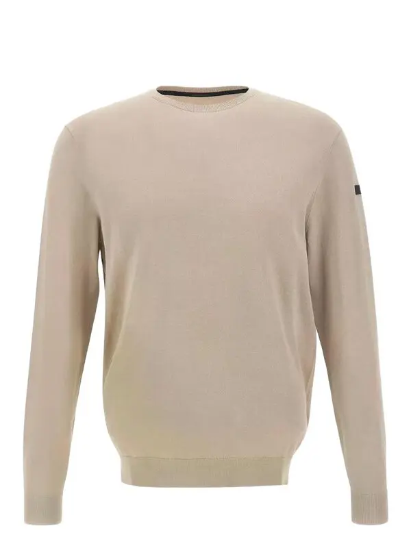 RRD Fine-knit Crew Neck Top With Logo Patch - Neutrals