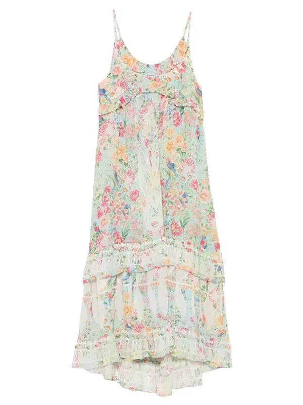 Farm Rio Floral Print Ruffled High-low Dress - Green