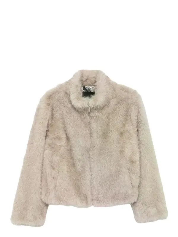 MARCCAIN Faux Fur Funnel Neck Jacket - Neutrals