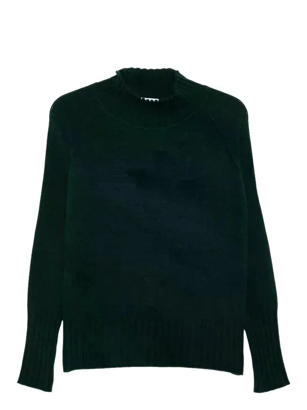 BEYOU Ribbed-trim Raglan-sleeve Sweater - Green