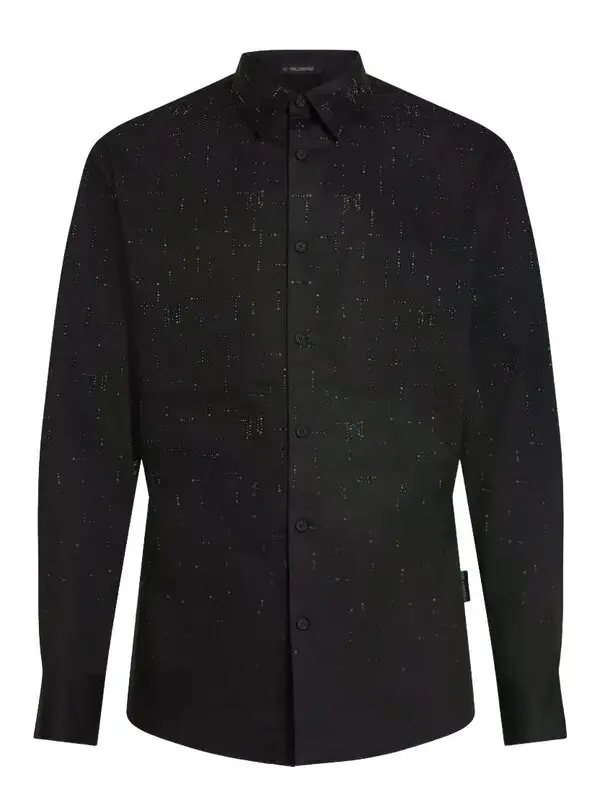 Karl Lagerfeld Monogram Rhinestone Shirt - Black