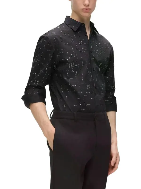 Karl Lagerfeld Monogram Rhinestone Shirt - Black