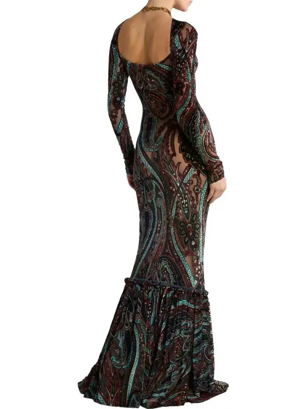Etro Paisley Motif Chenille-jacquard Long Dress - Black