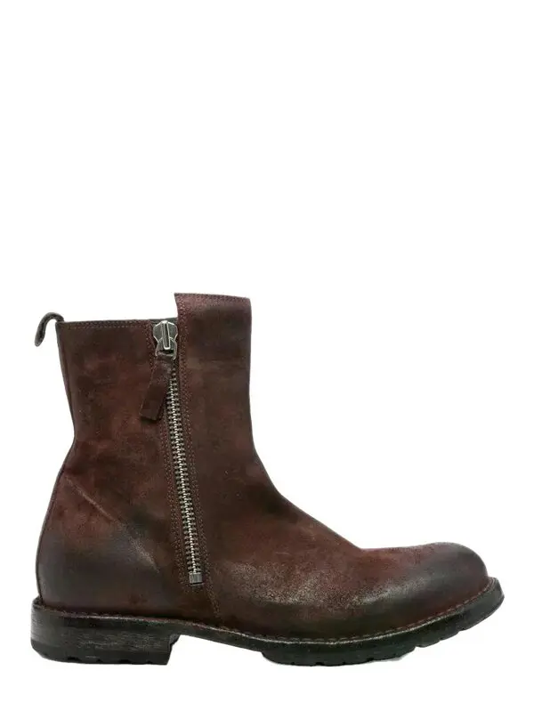 Moma Tuscany Wine Distressed Side-zip Boots - Brown