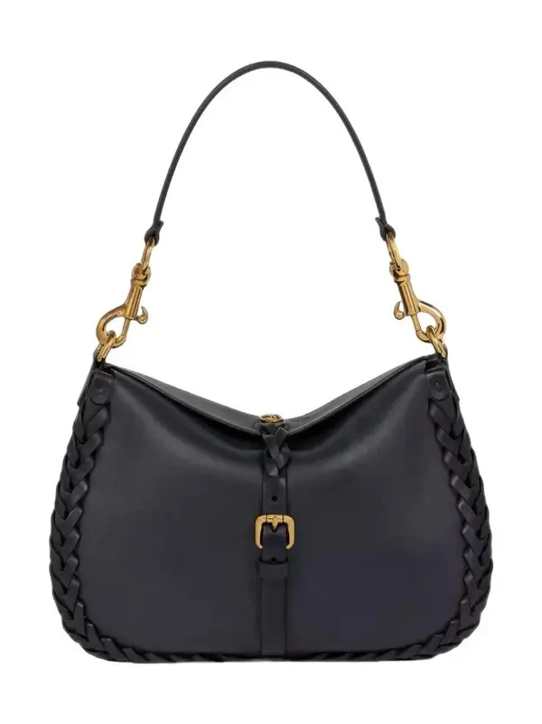 Etro Medium Nappa Leather Pony Bag With Threading And Paisley Detailing - Blue