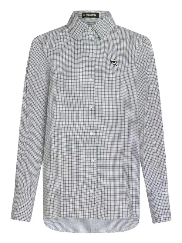 Karl Lagerfeld Ikon Checked Cotton Shirt - White