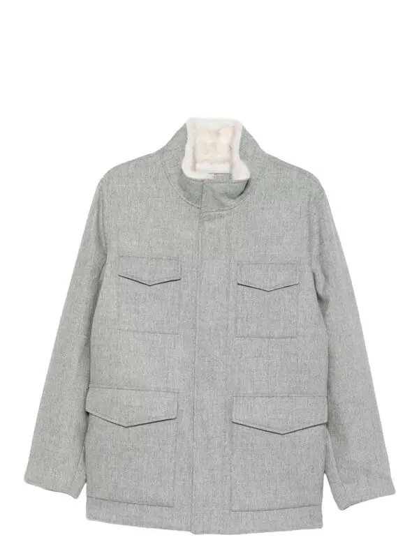 GRAN SASSO Shearling-collar Utility Jacket - Grey