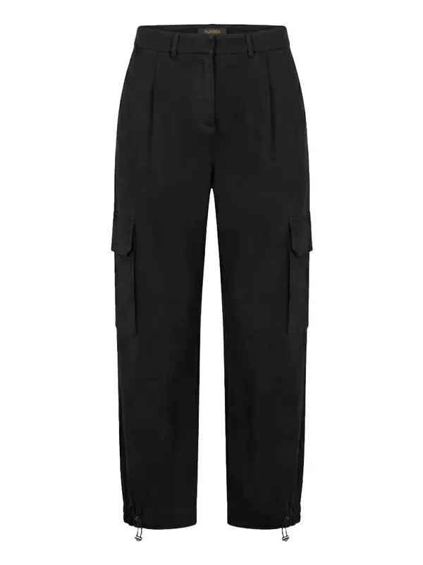 MOORER Wide-leg Cargo Pants With Elasticated Waistband And Drawstring Cuffs - Black