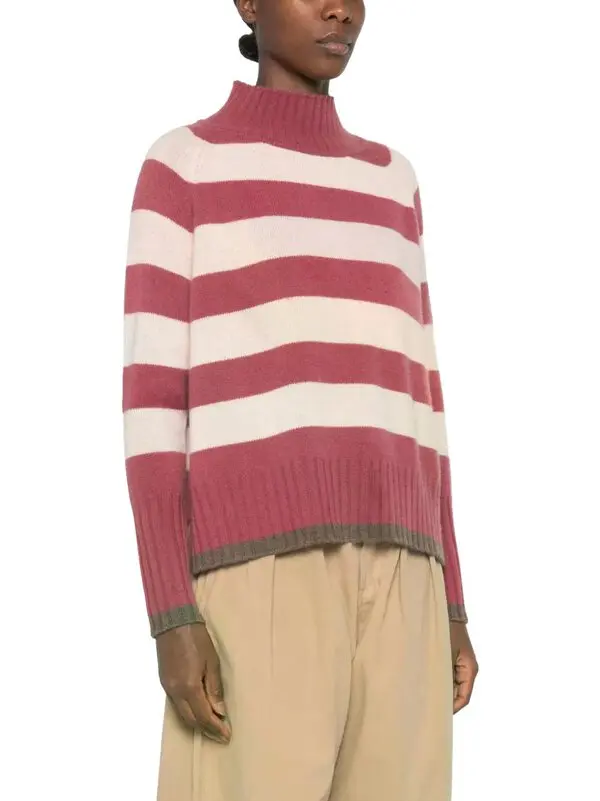 BEYOU Striped Wool Sweater - Pink