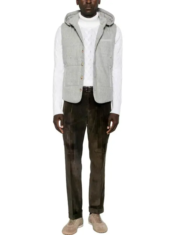 GRAN SASSO Quilted Hooded Gilet - Grey