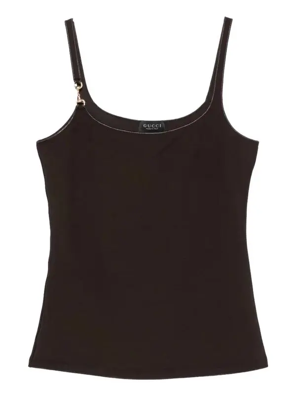 Gucci Scoop Neck Spaghetti Strap Tank Top - Brown