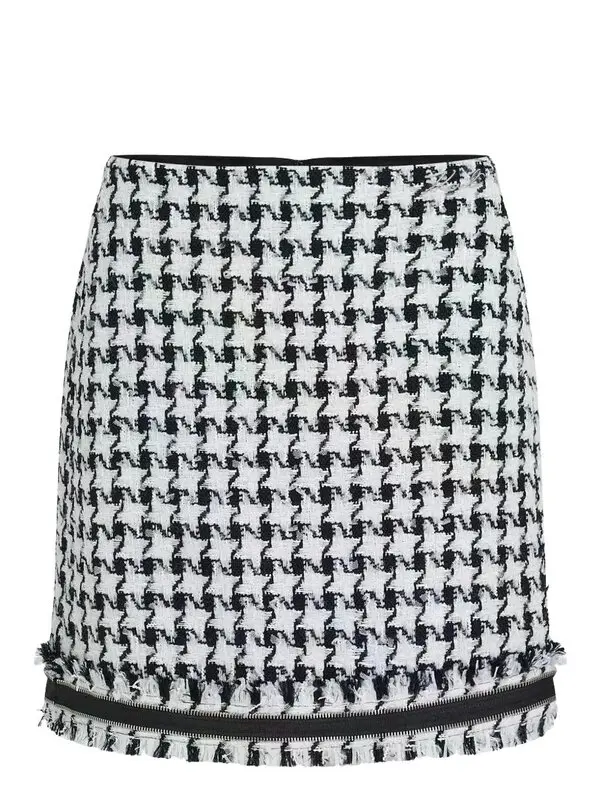 Karl Lagerfeld Houndstooth Bouclé Mini Skirt - White