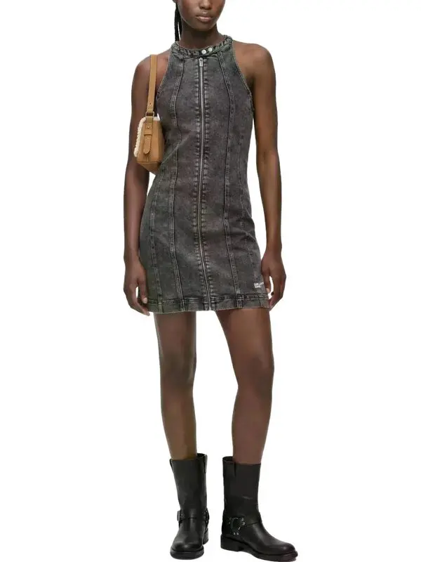 Karl Lagerfeld Sleeveless Zip-up Mini Dress - Black