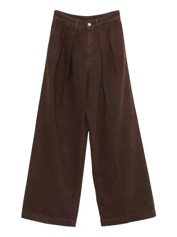NINE:INTHE:MORNING Giordana Pleated Wide-leg Trousers - Brown