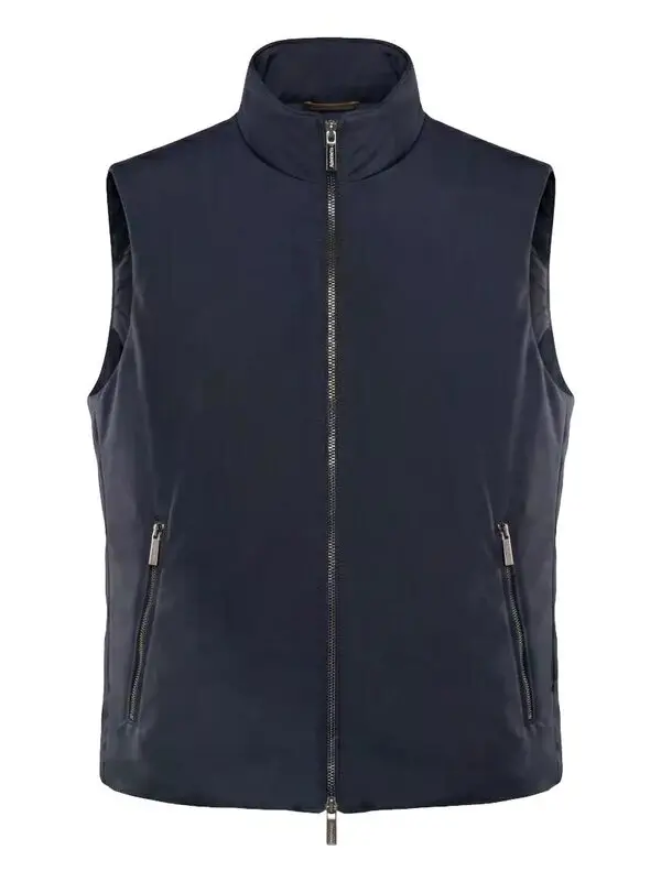MOORER Zip-up Gilet - Blue