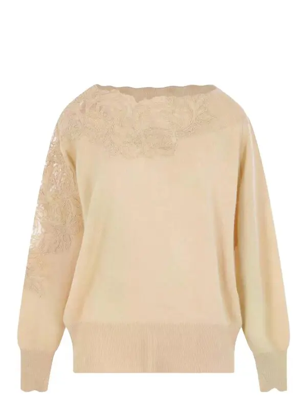 Ermanno Scervino Cashmere Lace Insert Sweater - Yellow