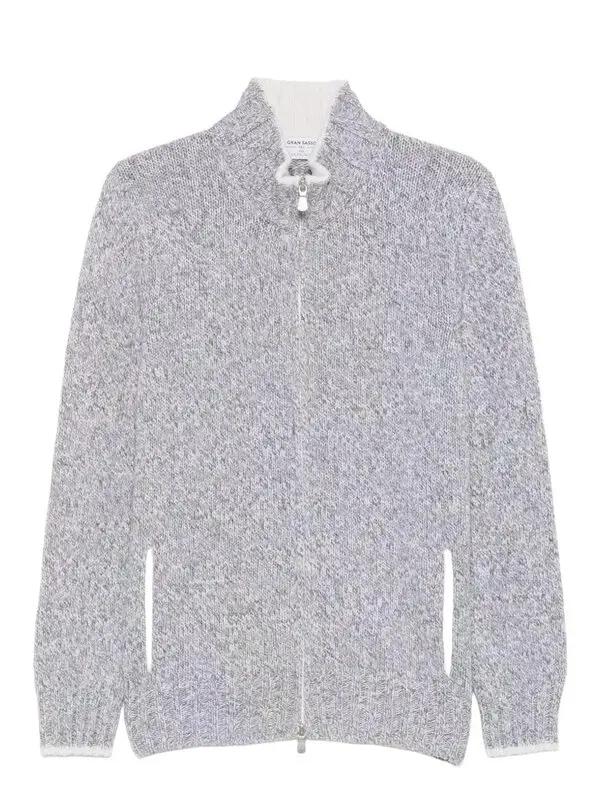 GRAN SASSO Zip-up Marl Knit Cardigan - Grey