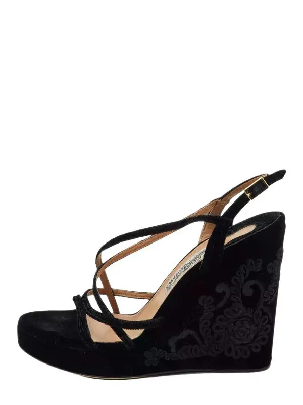FERRAGAMO Strappy Platform Wedge Sandals - Black