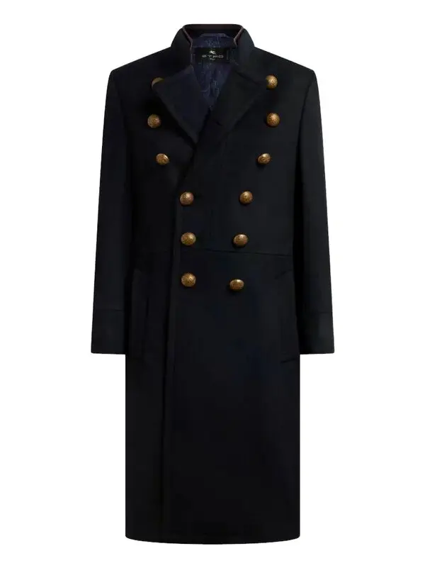 Etro Double-breasted Wool-blend Cloth Coat - Blue