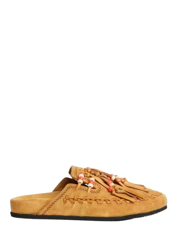 Alanui The Journey Beaded Fringed Mules - Neutrals