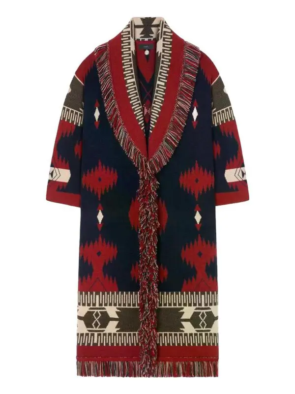 Alanui Icon Jacquard Fringed Coat - Blue