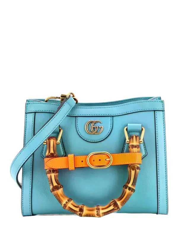 Gucci Diana Nm Bamboo Handle Tote Leather Mini Crossbody Bag - Blue