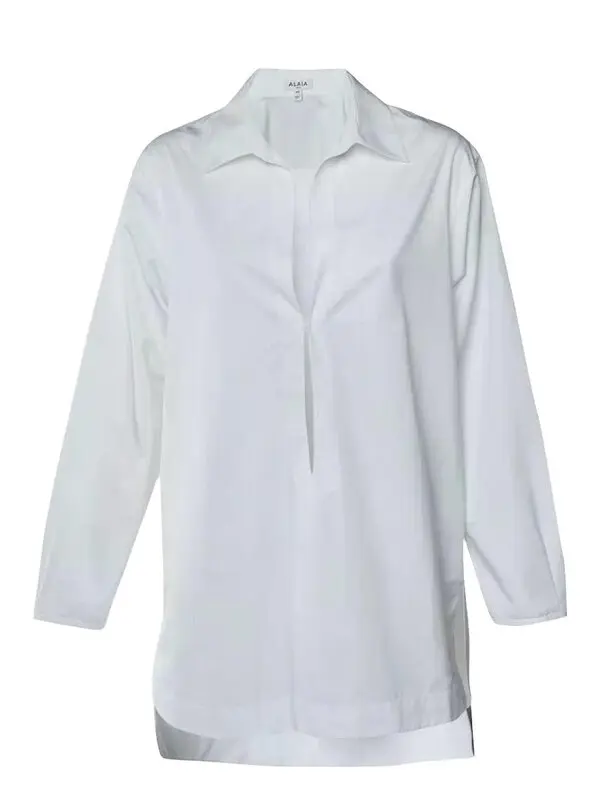 Alaïa Cotton Button-down Tunic Shirt - White