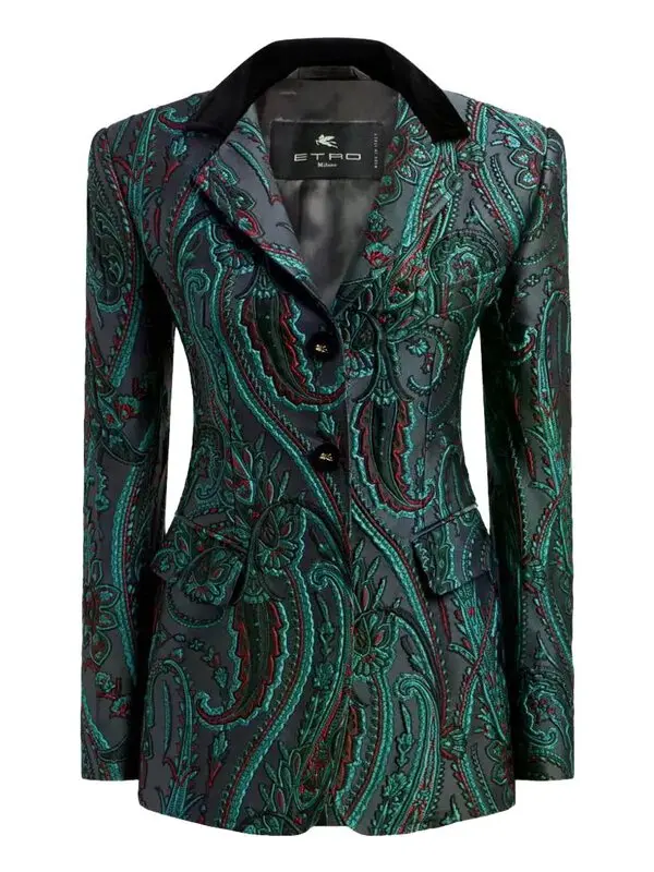 Etro Paisley Motif Jacquard Single-breasted Jacket - Grey