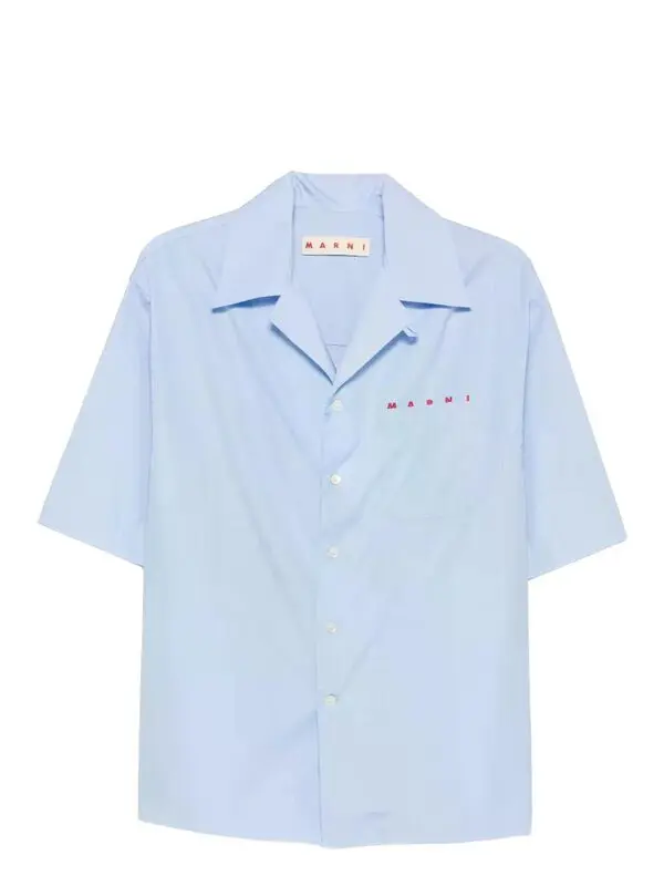 Marni Logo-print Camp-collar Shirt - Blue