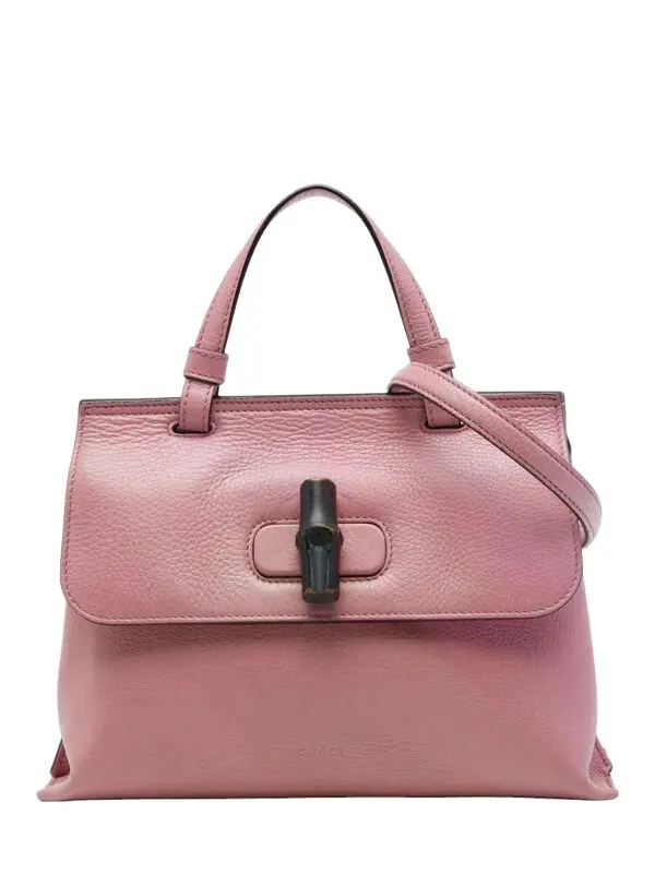 Gucci Small Calfskin Bamboo Daily Satchel - Pink
