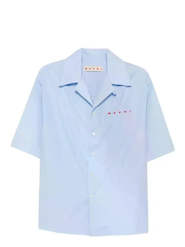 Marni Logo-print Camp-collar Shirt - Blue