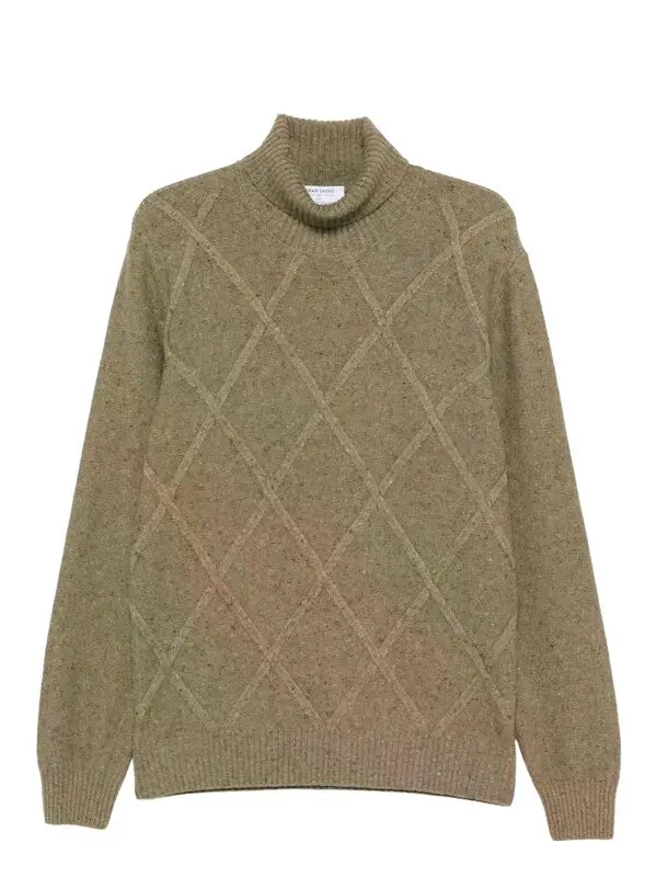 GRAN SASSO Diamond-quilted Roll-neck Sweater - Green