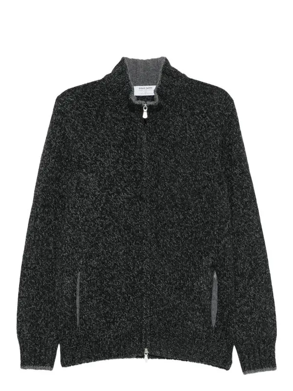 GRAN SASSO Zip-up Wool Cardigan - Black