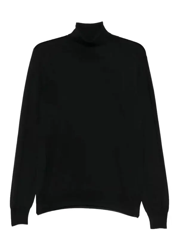 GRAN SASSO Fine Knit Wool Roll Neck Sweater - Black