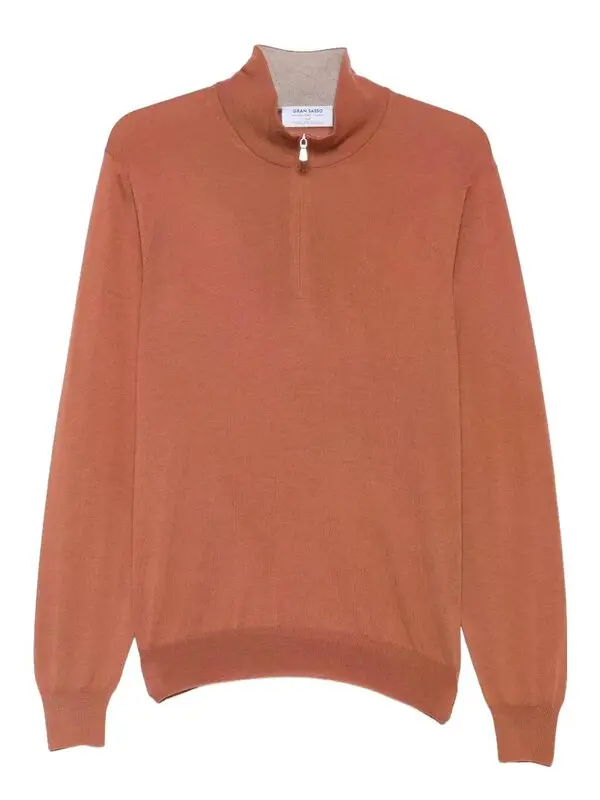 GRAN SASSO Quarter-zip Knitted Sweater - Orange