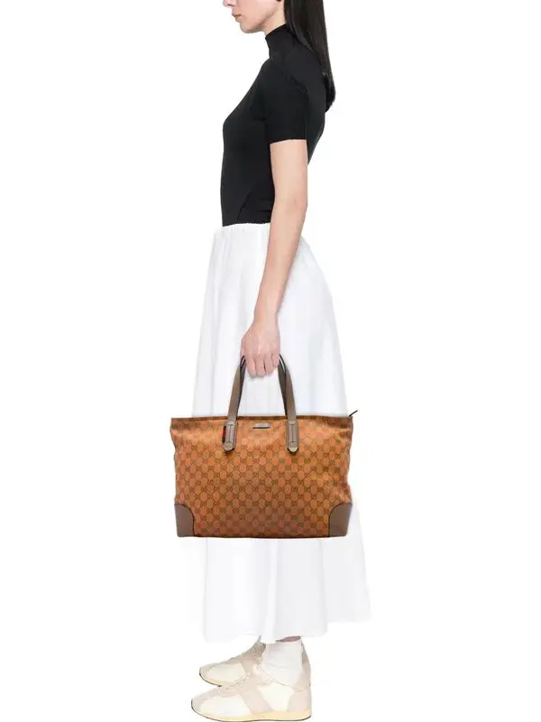 Gucci Gg Canvas Web Tote Bag - Orange