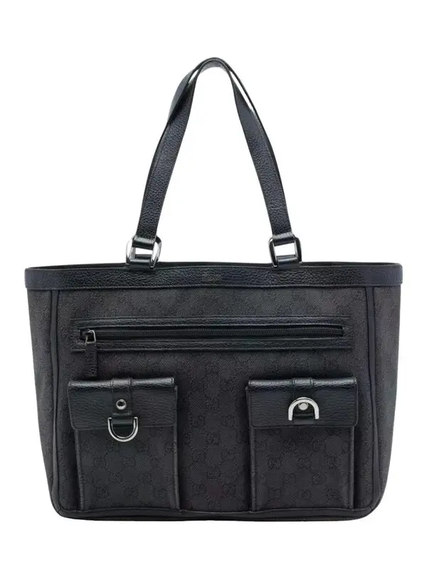 Gucci Gg Denim Abbey D Ring Pocket Tote Bag - Grey