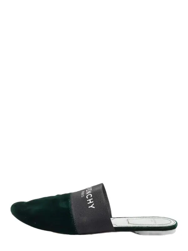 Givenchy Logo-strap Velvet Flat Mules - Green