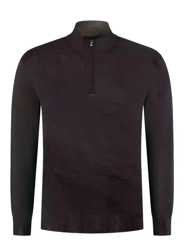 Paul & Shark Half-zip Waffle Knit Sweater - Brown