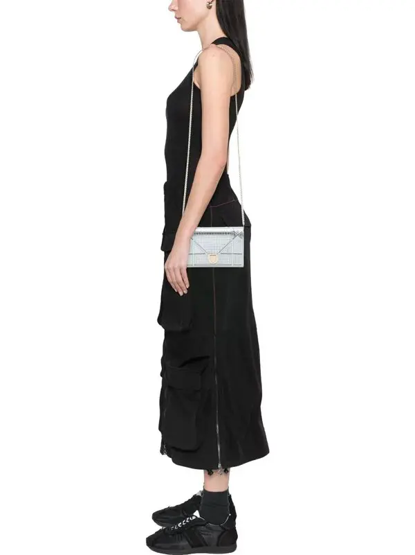Dior Microcannage Diorama Wallet On Chain Crossbody Bag - Silver