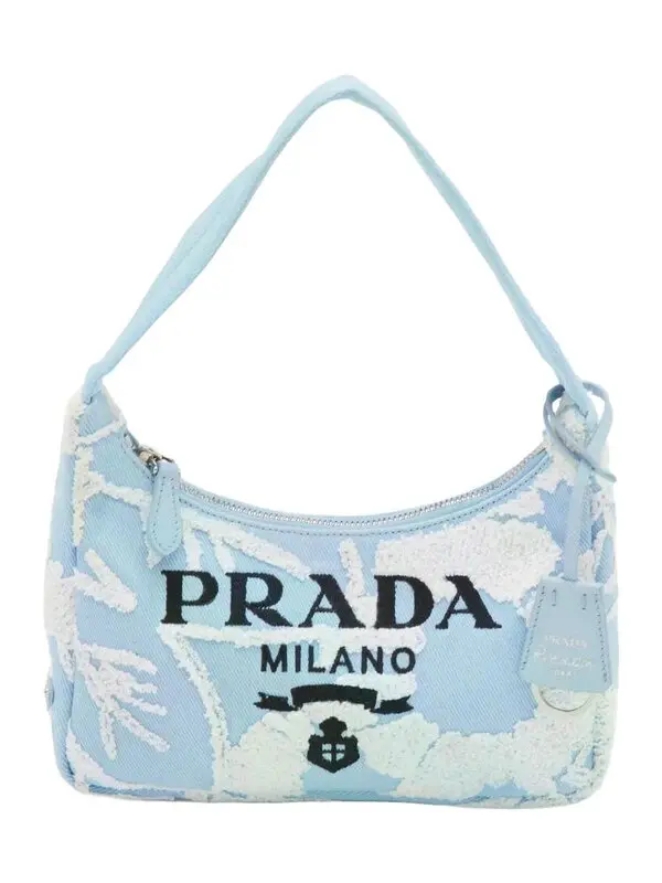 Prada Re-edition 2005 Embroidered-logo Shoulder Bag - Blue