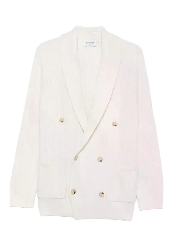 GRAN SASSO Double-breasted Ribbed-knit Cardigan - White
